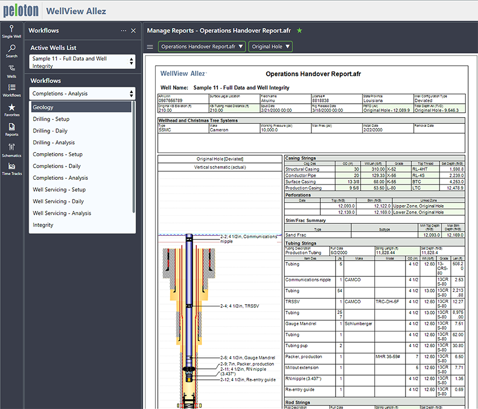 WellView Allez | Complete Well Lifecycle Data Management Software
